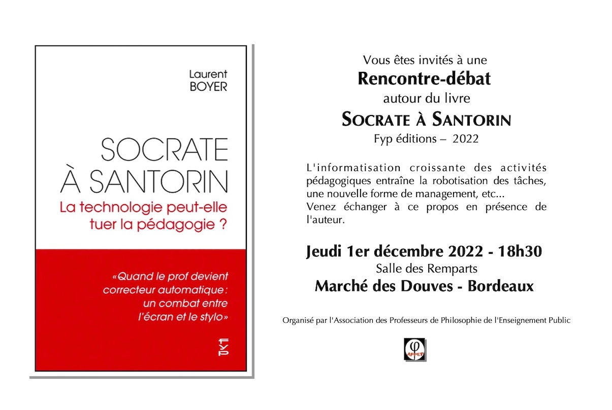 Socrate à Santorin – Rencontre débat le 1er décembre - APPEP